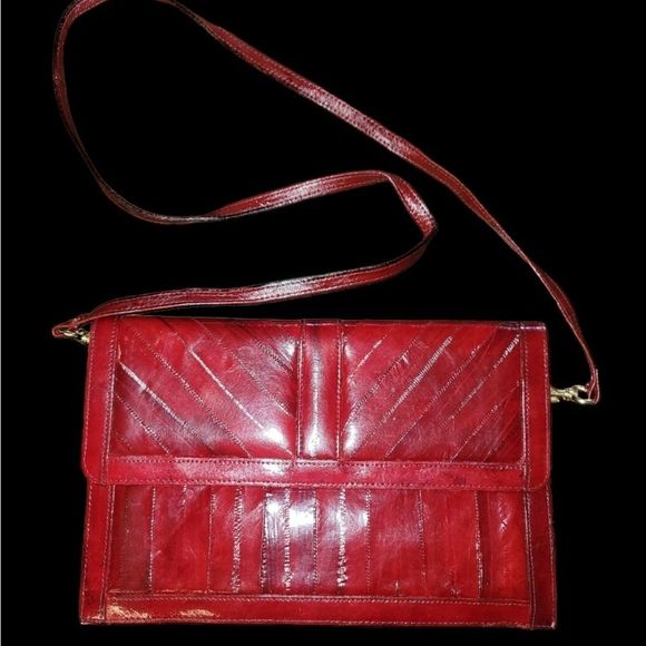 eel skin | Bags | Genuine Eel Skin Purse Maroon | Poshmark